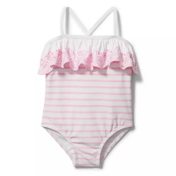 Janie and Jack | Swim | Janie Jack Pink Striped Embroidered Eyelet ...